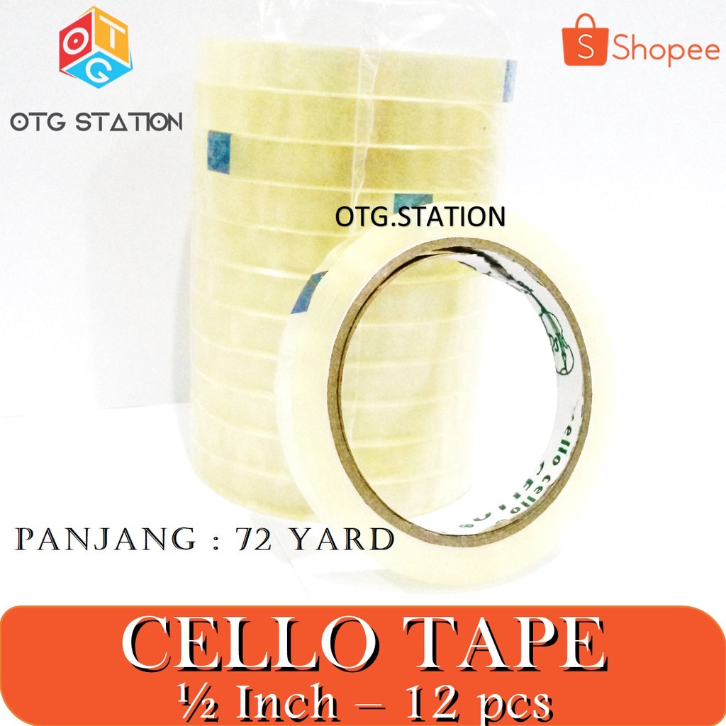 Jual Cello Tape 1/2 Inch 12 pcs Isolasi Bening Kecil Lem Perekat Bening ...