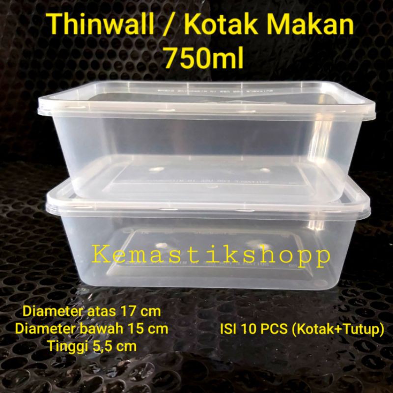 Jual Thinwall Kotak Makan Plastik 750ml (isi 10 pcs) | Shopee Indonesia