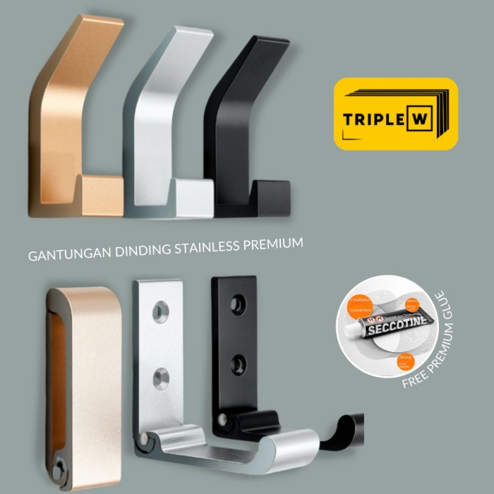 Jual Triple W Gantungan Tempel Baju Dinding Hook Hanger Stainless ...