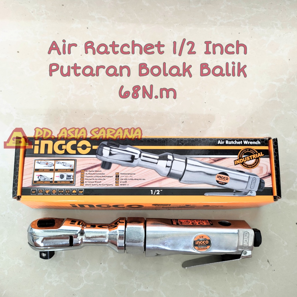 Jual Air Ratchet Wrench 1/2" Inch INGCO ARW121 Kunci Sok Socket Angin 68N.m | Shopee Indonesia