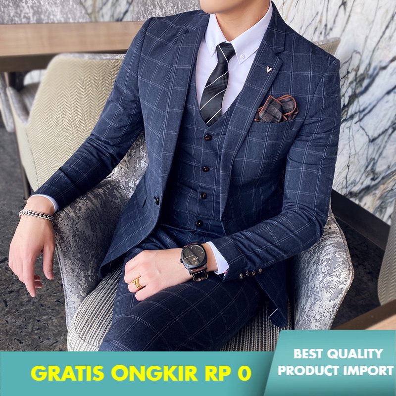 Jual Jas Pria Setelan Jas Pria Pria Kasual Kasual Bisnis Memakai ...