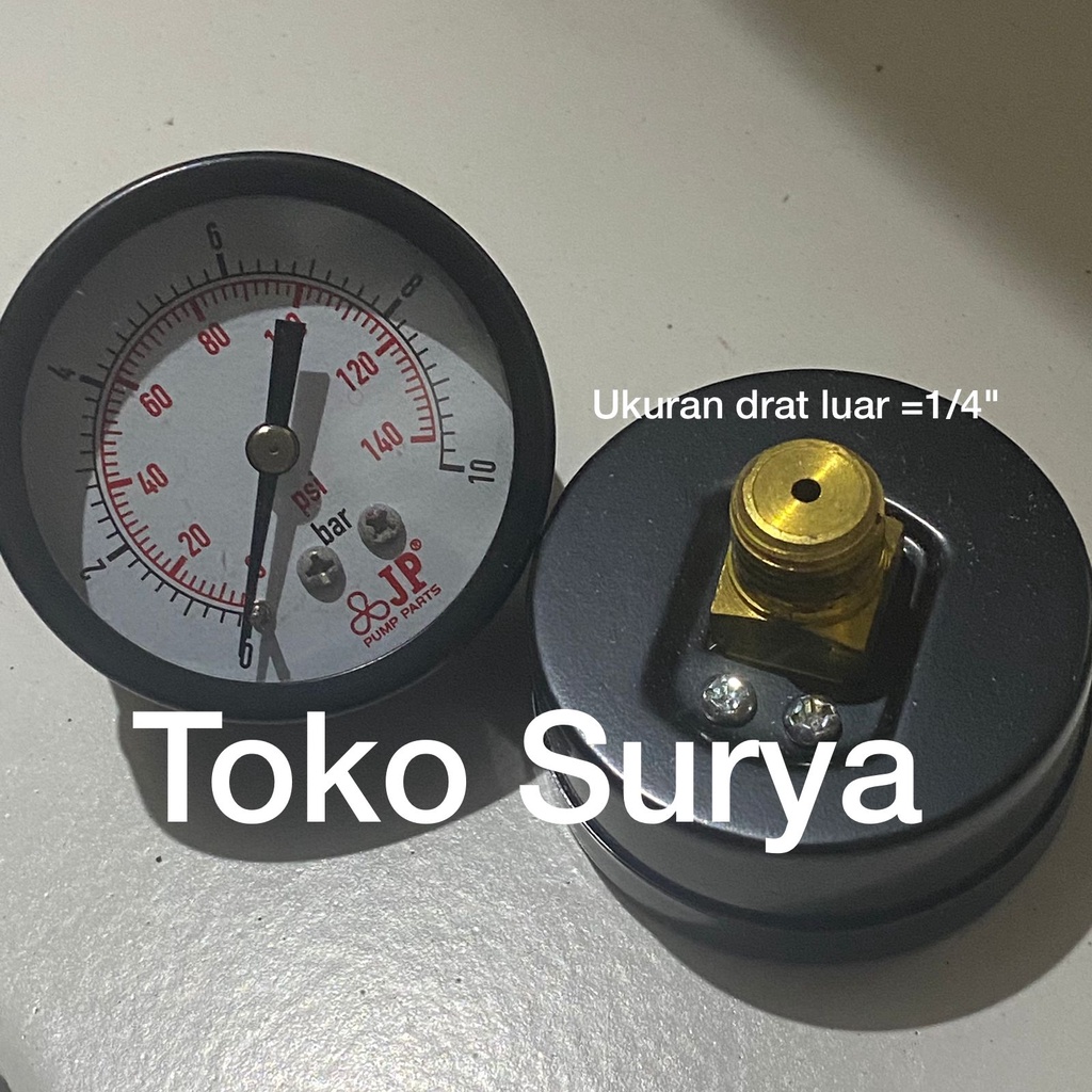 Jual PENGUKUR TEKANAN POMPA AIR - PRESSURE GAUGE 1/4" MANOMETER 1/4 ...