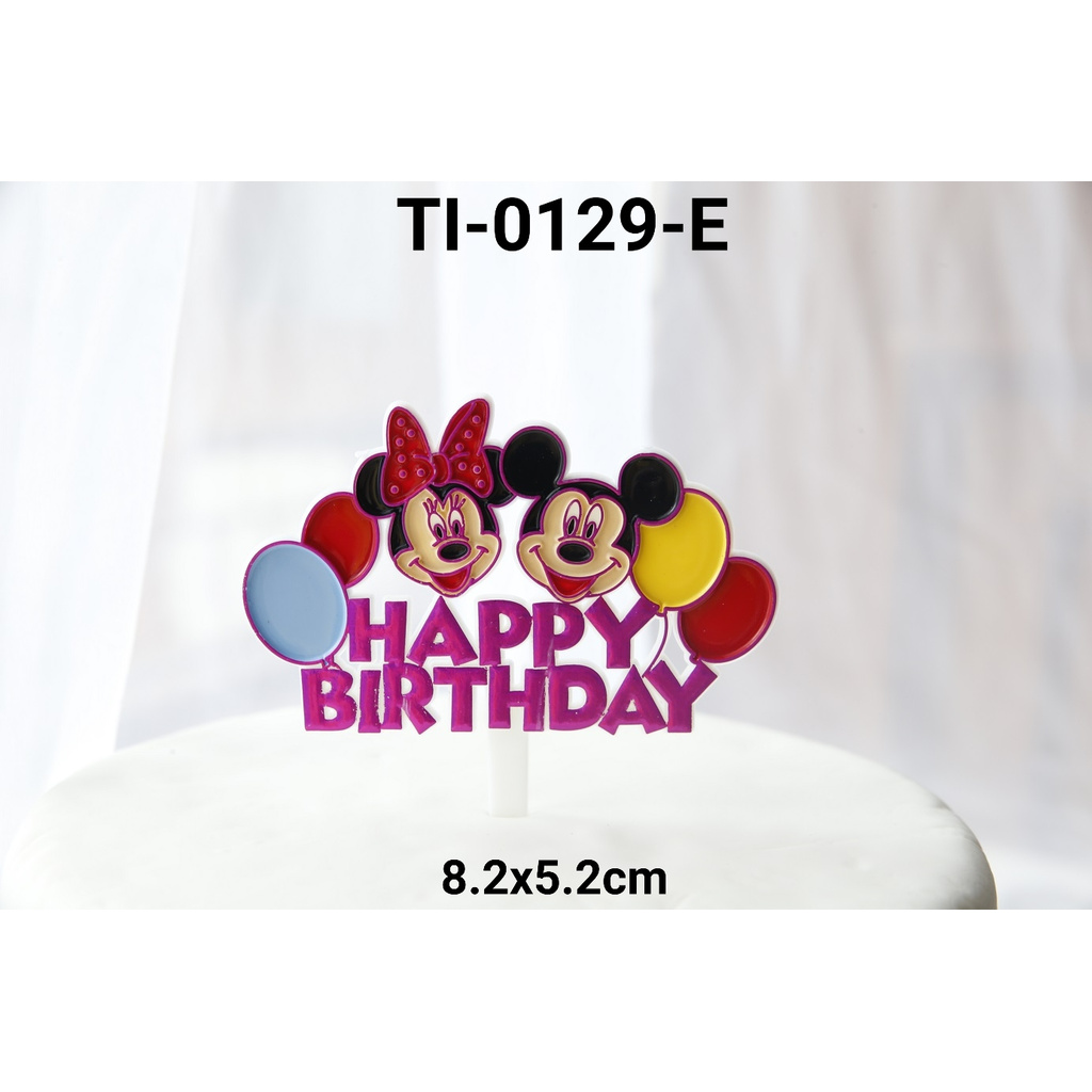 Jual GR-TI-0129 Cake topper tulisan HBD happy birthday minnie mickey ...