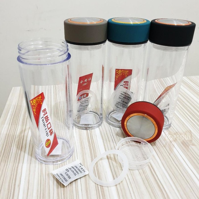 Jual Botol Minum Bening Tebal Infuser 450ml Tumbler Polos Plastik B83-5 ...