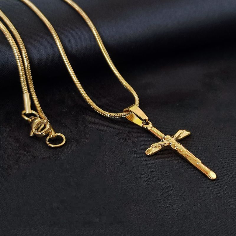 Jual Kalung Salib Yesus Emas Titanium | Shopee Indonesia