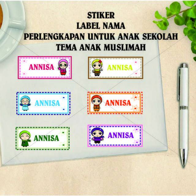 Jual Stiker Label Nama Motif anak muslimah | Shopee Indonesia
