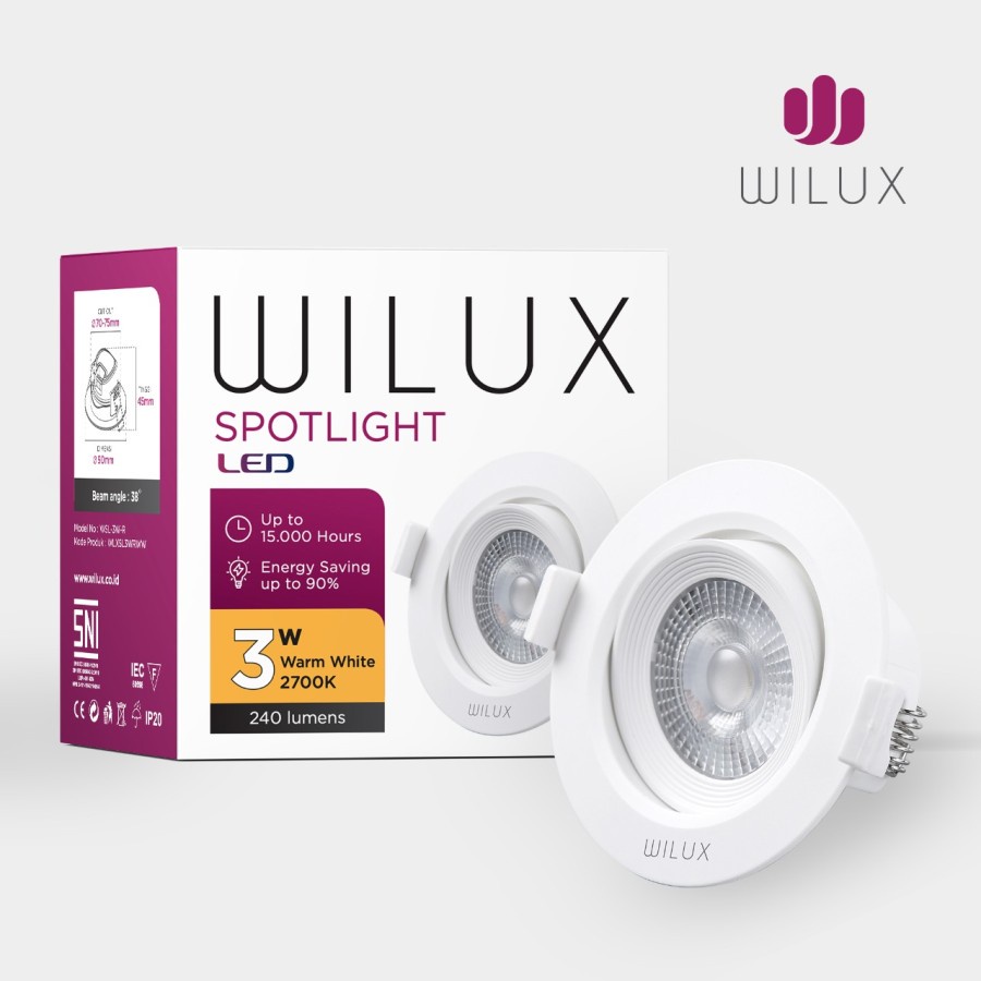 Jual Lampu LED Spotlight Wilux - 3 Watt 2700k Kuning - 3w Panel Sorot ...