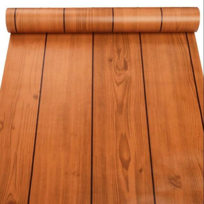 Jual Walpaper Sticker Dinding 45cm X10 Mtr Motif Kayu Coklat List
