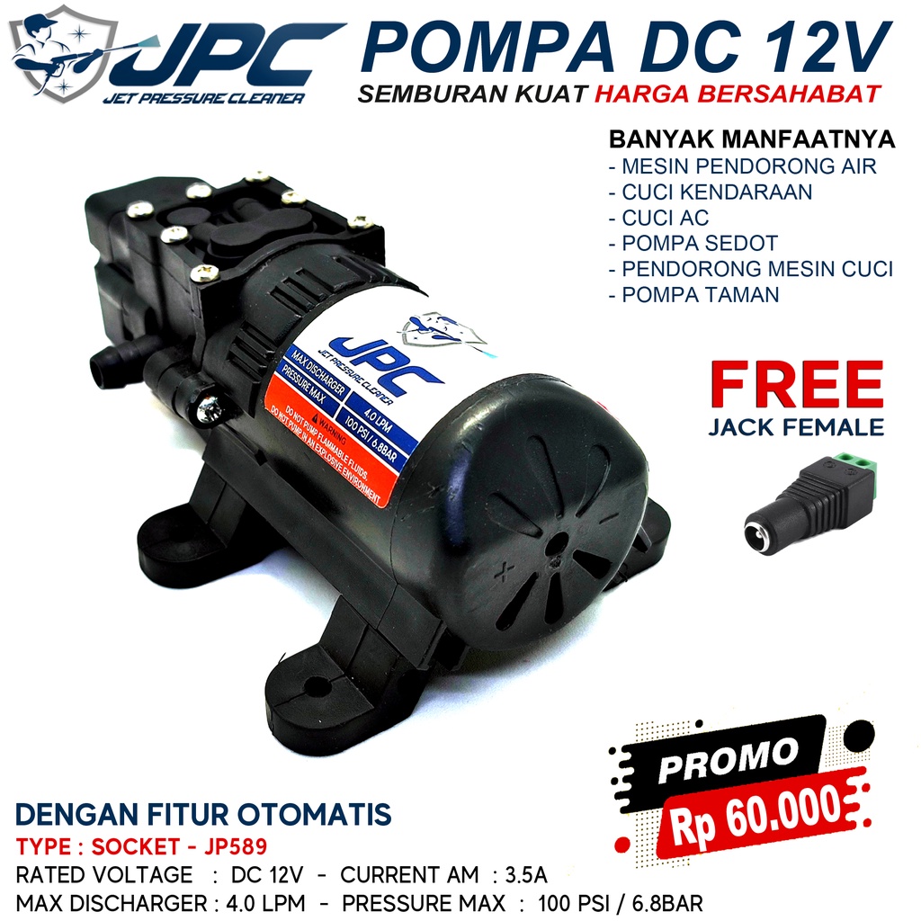 Jual Pompa DC 12V JPC SOKET Alat Cuci Mobil Motor AC Jet Cleaner Pompa ...