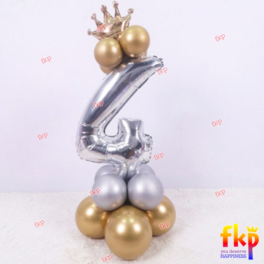 Jual FUN KIDS PARTY Balon Angka Berdiri Ulang Tahun Anak Silver Gold ...