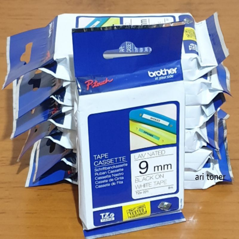 Jual Brother Label Tape TZe-S221 9mm Black On White Original | Shopee ...