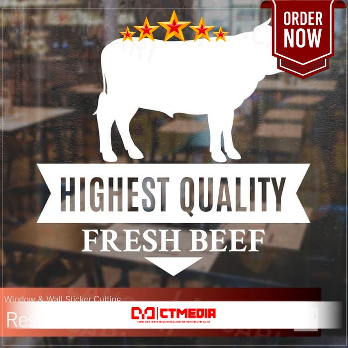 Jual Stiker Cutting Sapi Fresh Beef Restoran Daging Sticker Dinding ...