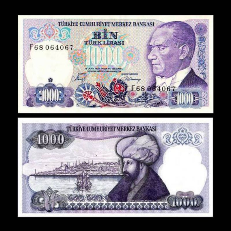 Jual UANG TURKI TURKEY 1000 LIRA 1986 UNC MUSTAFA KEMAL ATATURK ...