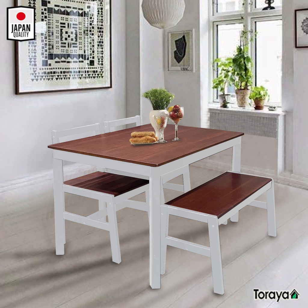 Jual Meja Makan set 1 Bench 2 Kursi / Meja Kayu / Dining Table/ DS ...