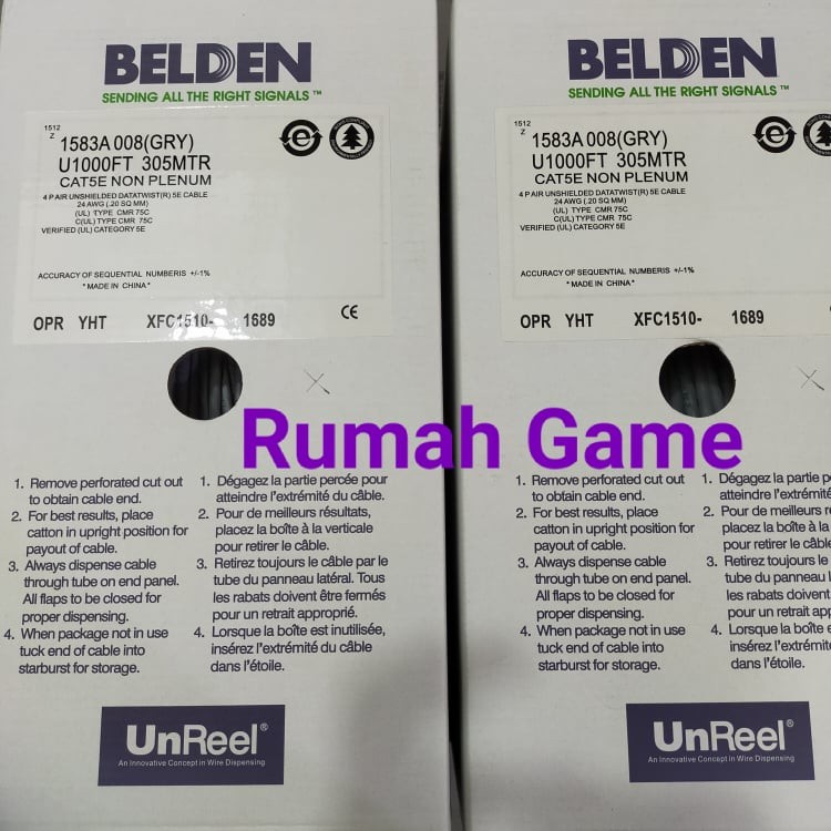 Jual Belden Cable UTP Cat 5 Cat 5e Cat 5 1583A 305Meters Original ...