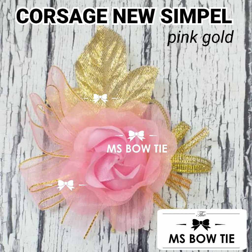 Jual CORSAGE NEW SIMPLE pink gold BUNGA PIN JAS | Shopee Indonesia