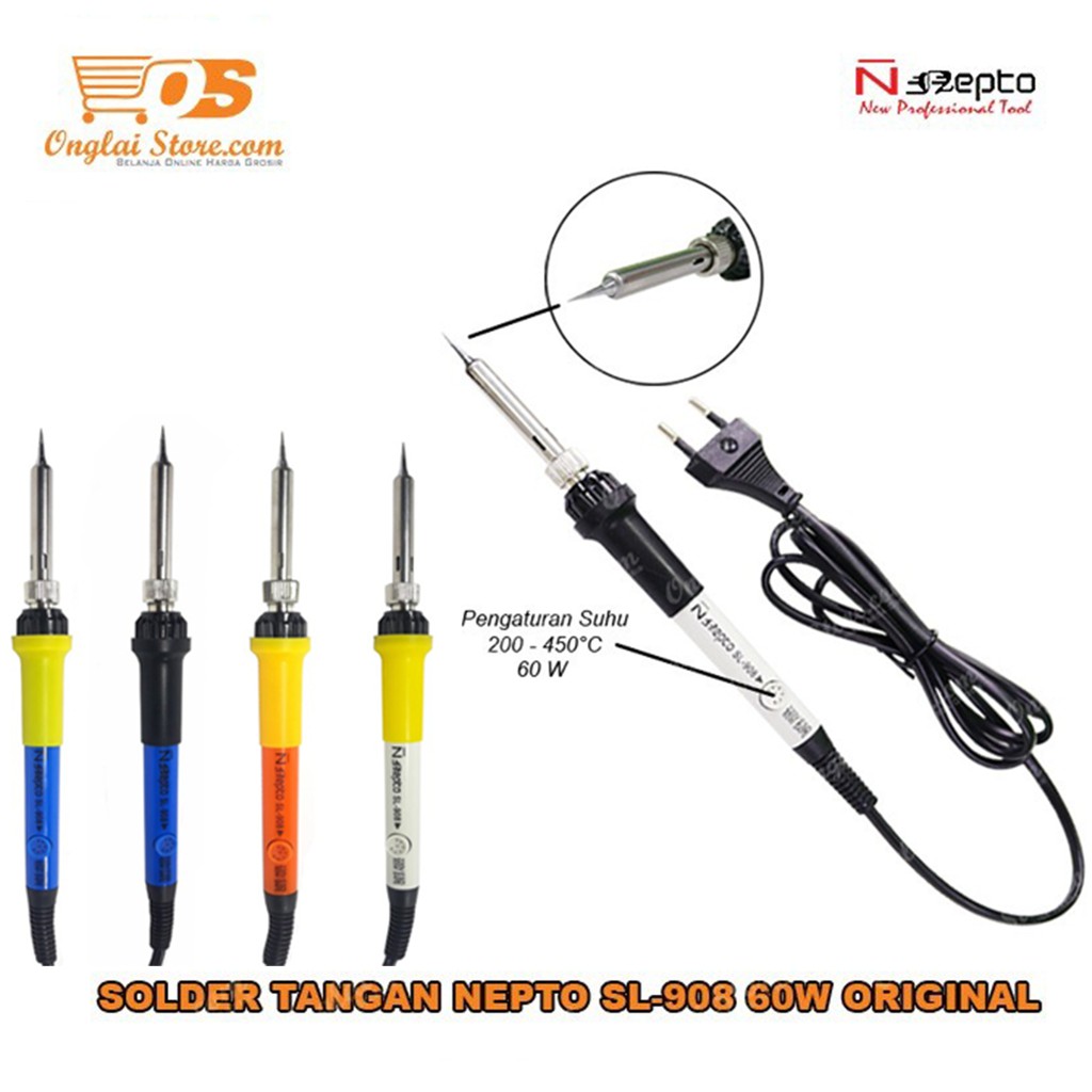 Jual Solder Tangan - SOLDERING IRON NEPTO SL-908 Adjustable Temperature Setting 60W - Solder ...