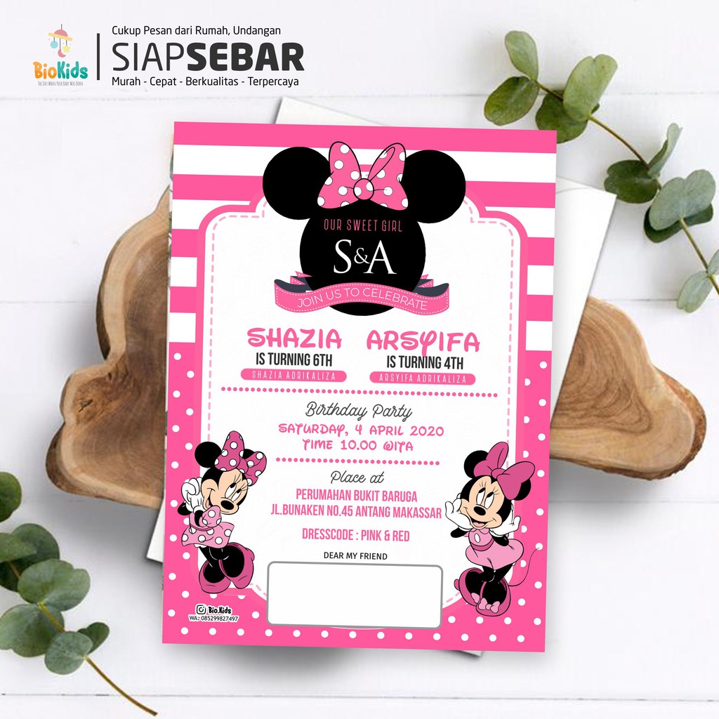 Jual Undangan Ulang Tahun Minnie Mouse, Undangan Ulang Tahun Murah ...