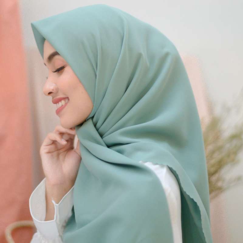 Jual Baru Kerudung Segiempat Warna Hijau Wardah Matcha Greentea hijab Jilbab bella square ...