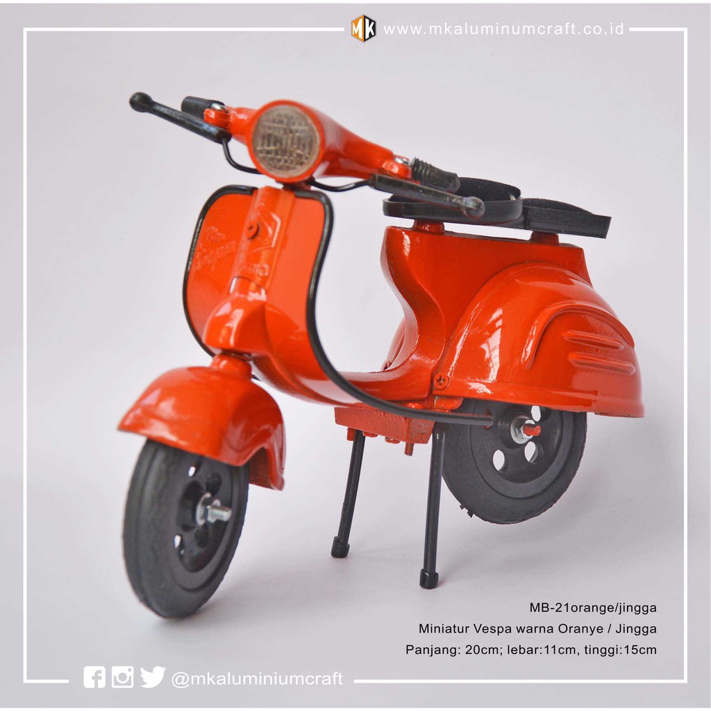 Jual Diecast Miniatur Sepeda Motor Vespa Kuno Orange - Oranye - Jingga ...