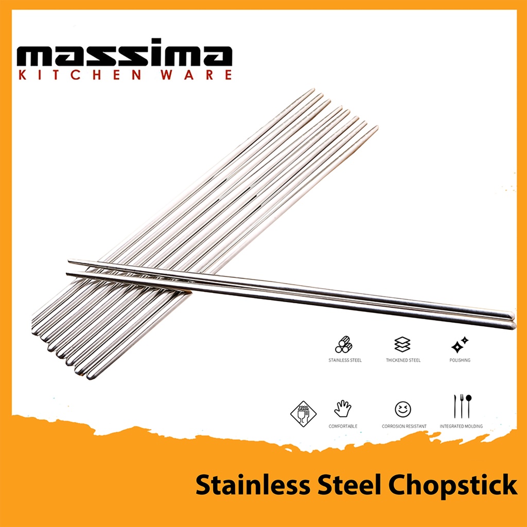 Jual 1 pasang Sumpit Makan Polos Chopstick Stainless Steel Drill SUS ...