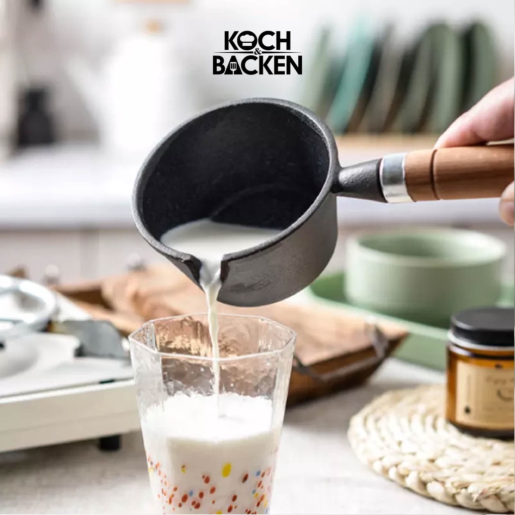 Jual KOCH&BACKEN Cast Iron Milk Pot Panci Anti Lengket Gagang Kayu 11 ...