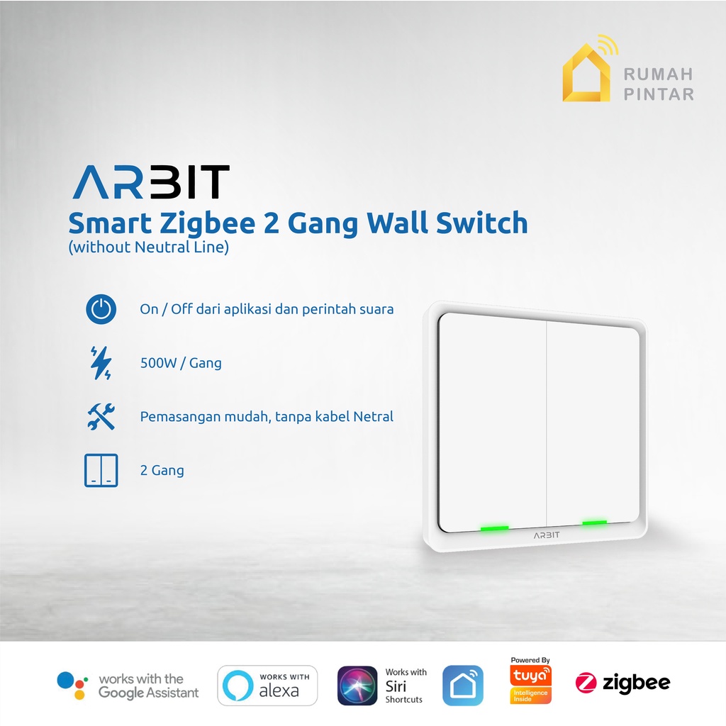 Jual ARBIT Smart Home Zigbee Wall Switch 2 Gang Tombol Cetekan without ...