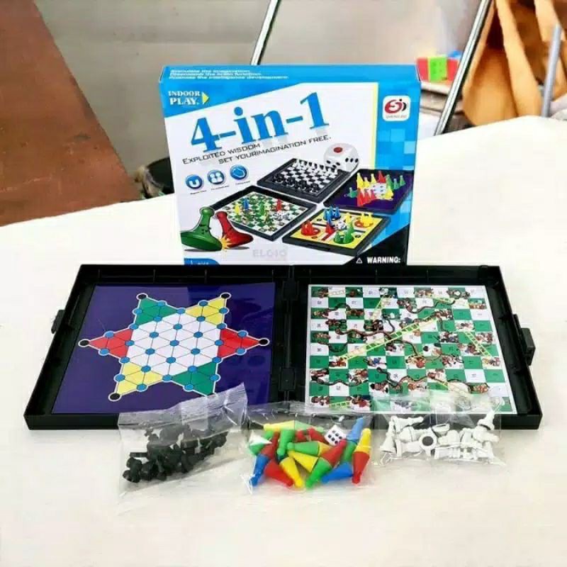 Jual Mainan board game 4 in 1 ludo catur halma ular tangga edukatif ...