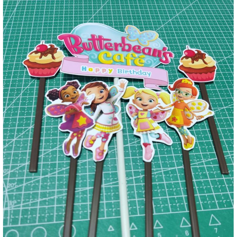 Jual topper cake butterbean's cafe / hiasan kue / topper happy birthday ...