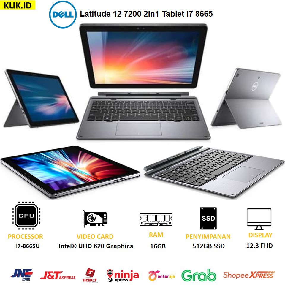 Jual Dell Latitude 12 7200 2in1 Tablet i7 8665 16GB 512GB W10 12.3FHD ...