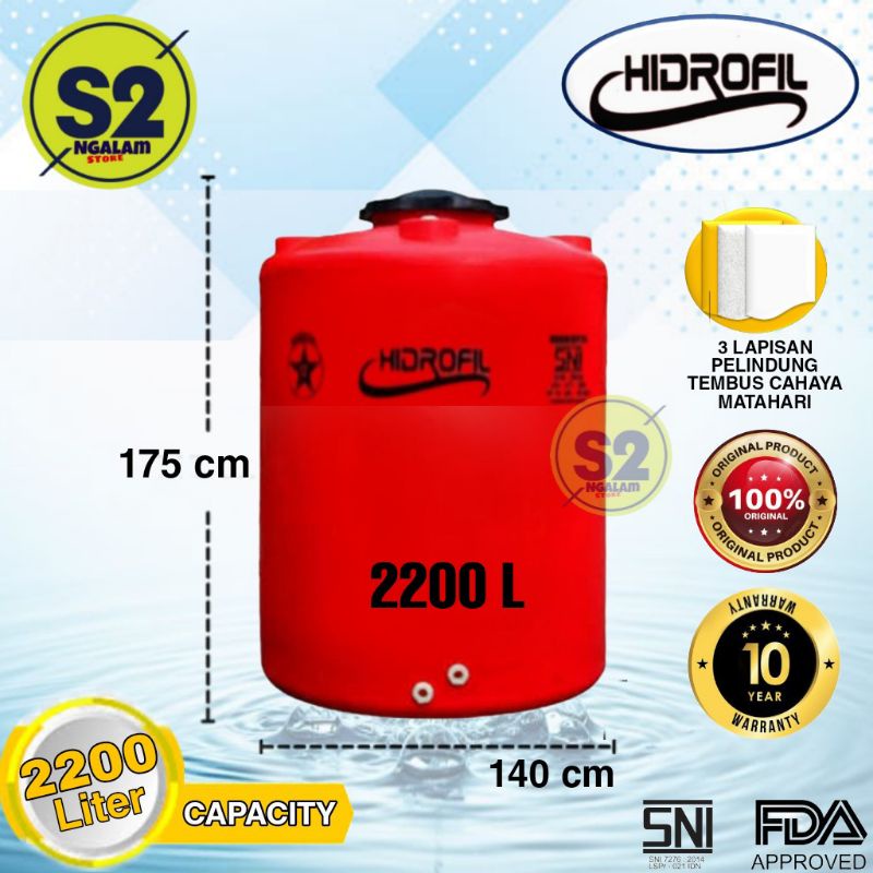 Jual Tandon Air /Toren Air /Tangki Air - HIDROFIL 2200 Liter (Invoice ...