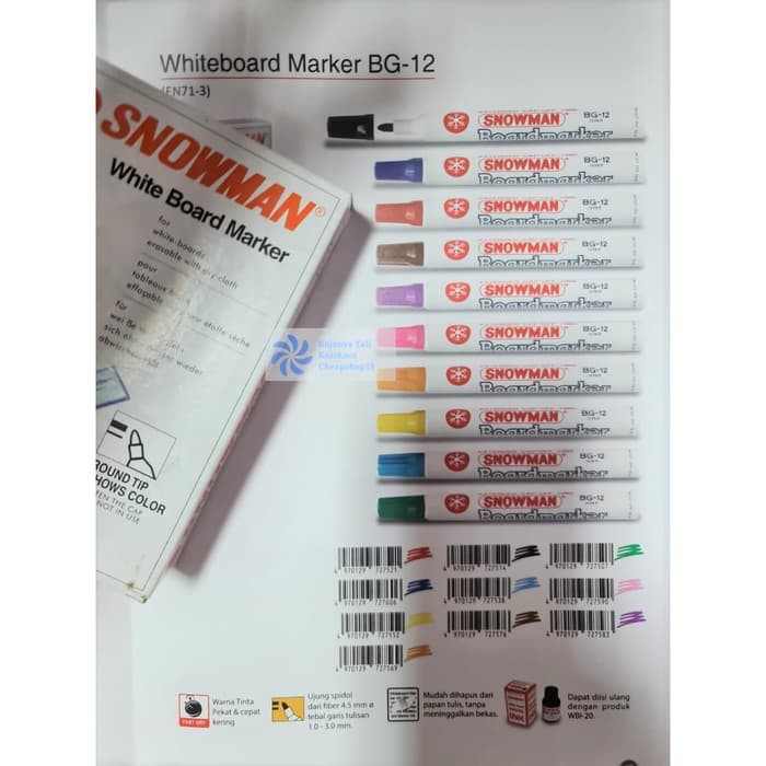 Jual Spidol Snowman Bg12 Bg 12 Whiteboard Warna Warni Biru Rjt Shopee Indonesia