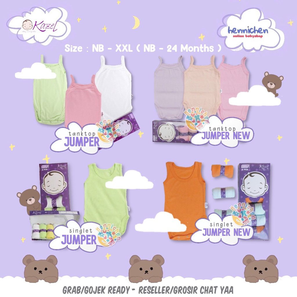 Jual KAZEL SINGLET JUMPER NEW COLOR BAJU ANAK / TANKTOP JUMPER / BAJU BAYI ( 1 PCS / 6 PCS ...