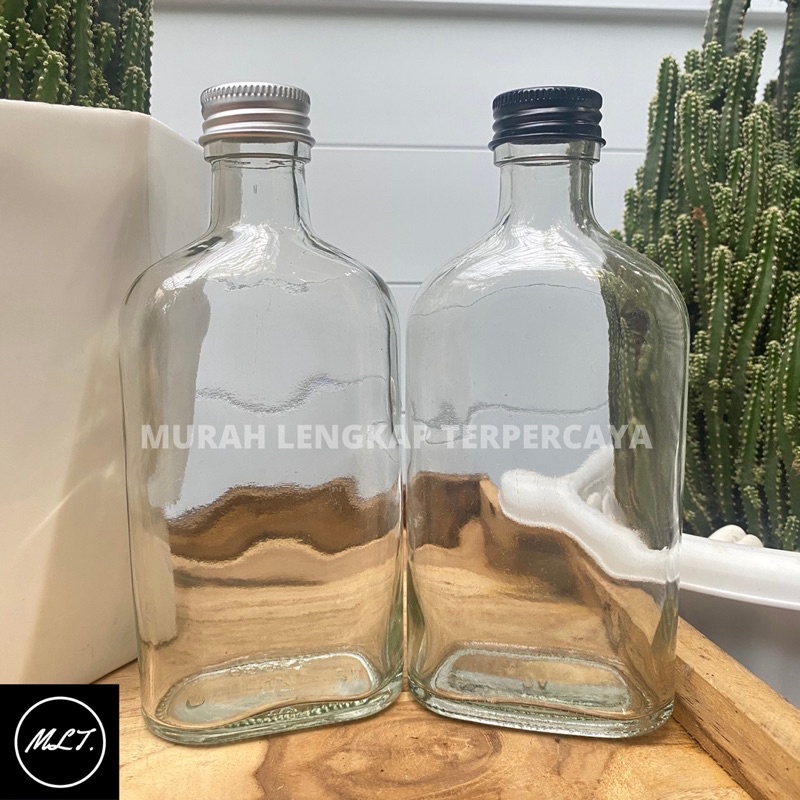 Jual BOTOL KACA WHISKY 250ML BOTOL KACA GEPENG 250 ML BOTOL KACA 250 ML ...