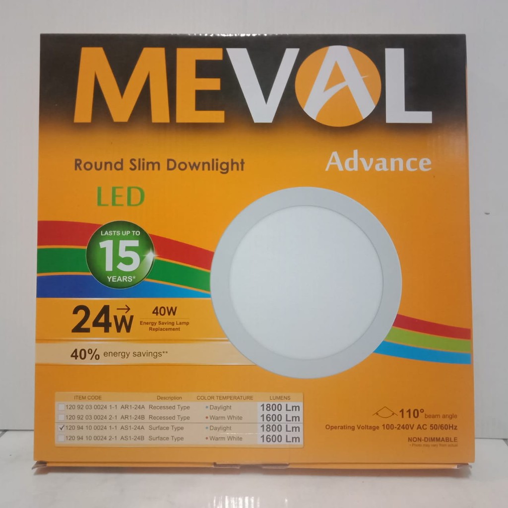 Jual Meval LED Round Slim Downlight Bulat Out Bow 24 Watt - Putih ...
