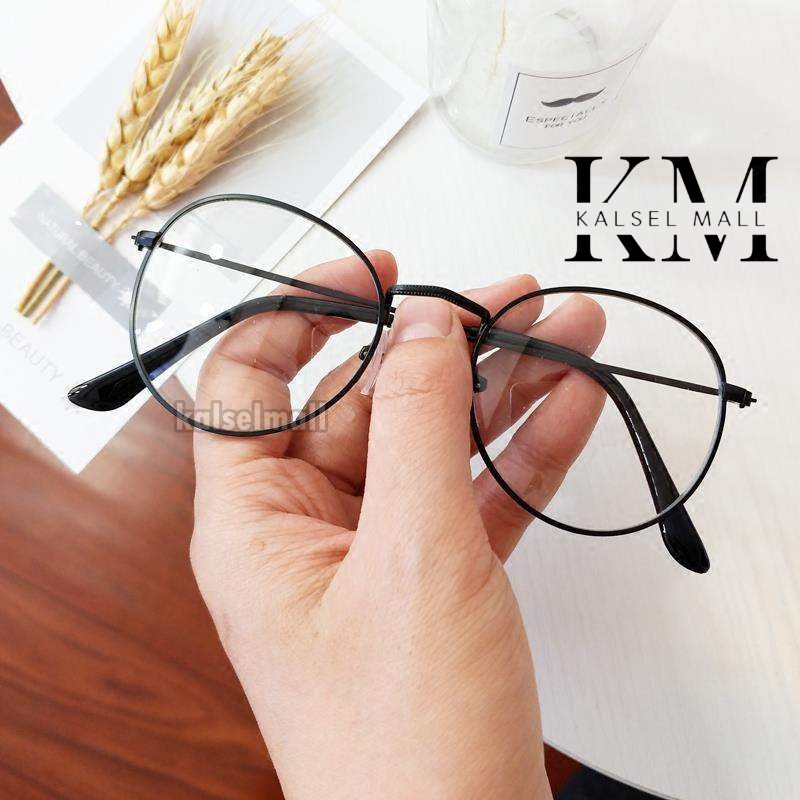 Jual KALSELMALL Kacamata Pria Wanita Artis Kaca Mata Frame Gaya Retro Vintage Bentuk Oval Metal ...