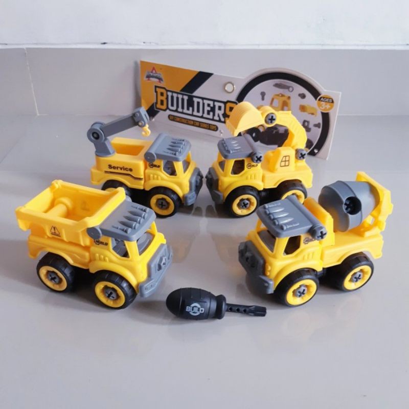 Jual Mainan DIY Set Kontruksi Isi 4 Pcs - Miniatur Mobil Truk Anak ...