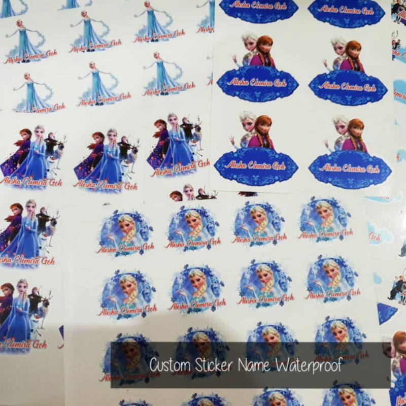 Jual Custom Sticker Nama (Label nama) waterproof Frozen 1 set isi 5 ...