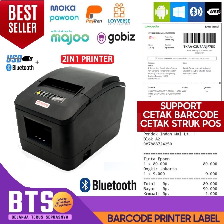 Jual Printer Thermal Struk Kasir & Barcode Label Sticker Autocutter ...