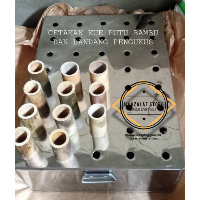 Jual Cetakan Kue Putu Bambu 12 Pcs Dan Dandang Pengukus Stainless Shopee Indonesia