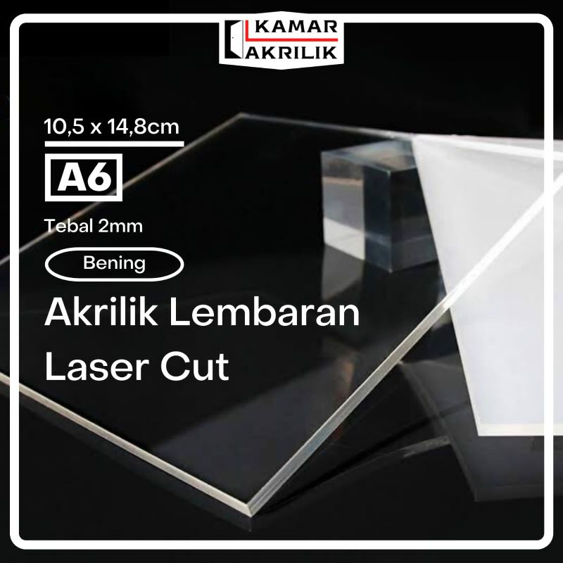 Jual Akrilik Lembaran Laser Cut A6 2mm bening 10,5x14,8cm/ Media Gambar ...