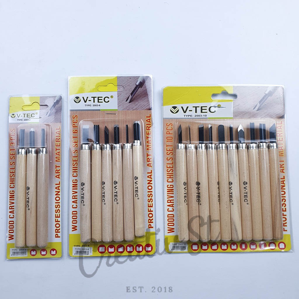 Jual V-TEC Vtec Wood Carving Tool Alat Pahat Kayu Set 3 Set 6 Set 10 ...