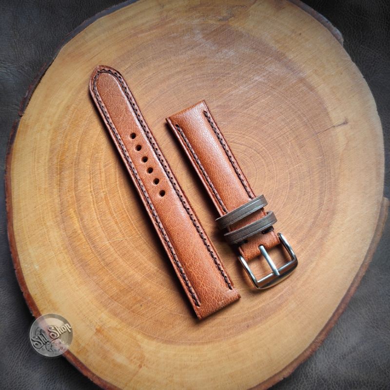 Jual strap tali jam tangan kulit handmade / buffalo Halfpaded Tan ...