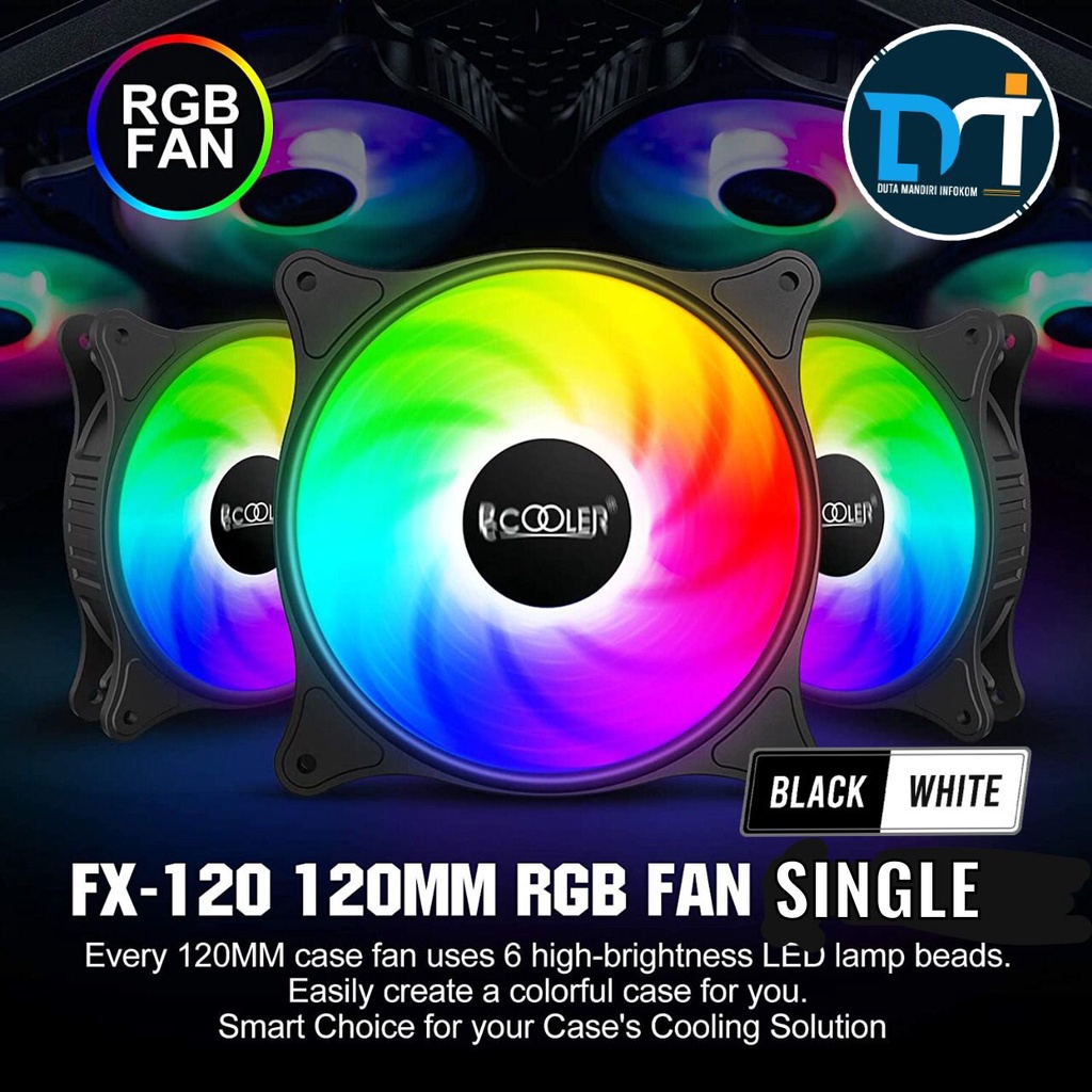 Jual PCCooler FX-120-3 Dynamic Color 120mm Fan Gaming Case - Black ...