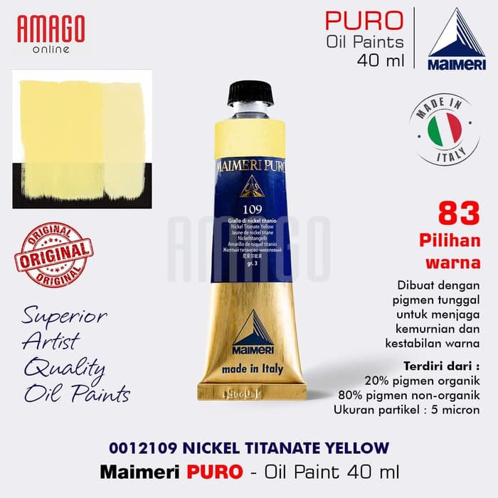 Jual Cat Minyak Lukis MAIMERI Puro - Oil Paint - Nickel Titanate Yellow - 40ml - M0012109 ...