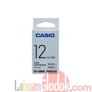 Jual Casio EZ-Label Printer Black Ink White XR-12WE1/Label Casio 12MM ...