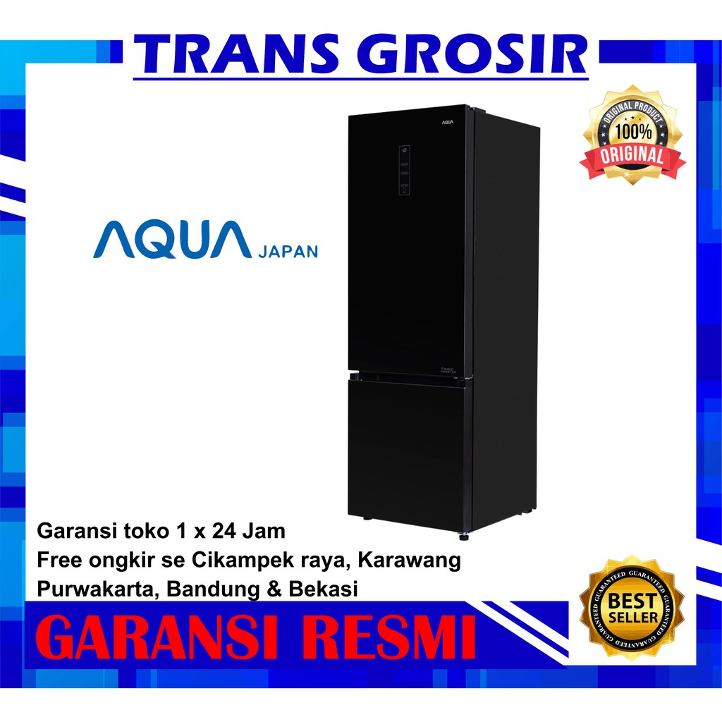 Jual KULKAS 2 PINTU AQUA AQR 350 RBG (BK) FREEZER BAWAH INVERTER | Shopee Indonesia