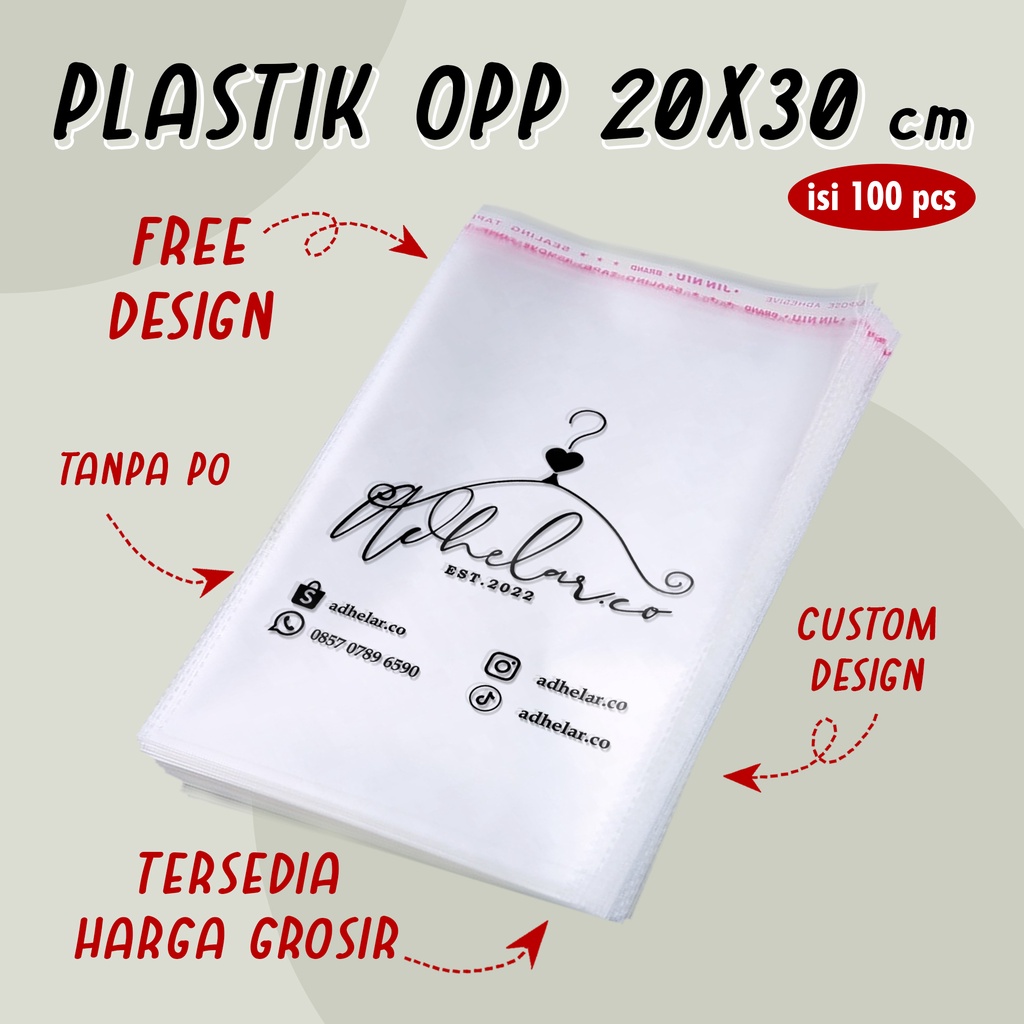 Jual SABLON PLASTIK OPP 20X30 CUSTOM MURAH PEREKAT TRANSPARAN BENING ...