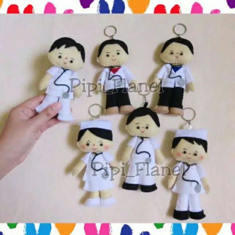 Jual Gantungan Kunci Boneka Profesi Dokter & Perawat 15 cm | Shopee ...