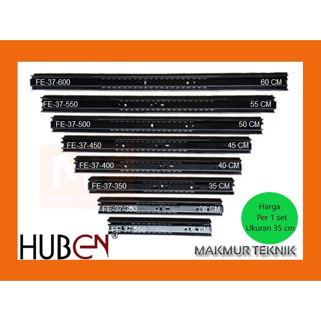 Jual Huben FE-37 x 350 Rel Laci - Rel Full Extension - Rel Laci Double ...